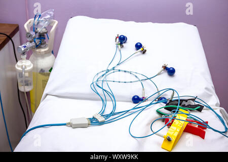 ECG or EKG electrodes for electrocardiogram records patient heartbeats ...