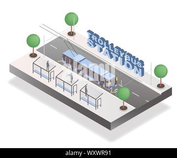 Vector isometric bus station Stock Vector Image & Art - Alamy