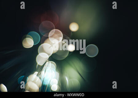 Beautiful optical fiber white light bokeh on a dark background Stock ...