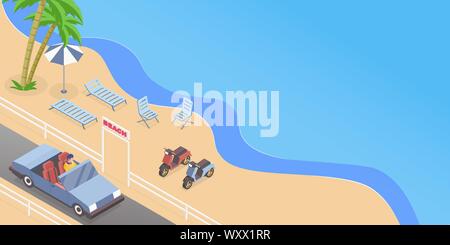 Man driving to the beach illustration Stock Vector Image & Art - Alamy