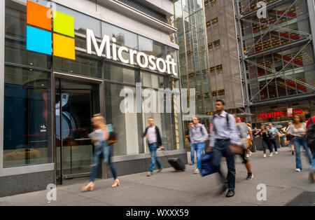 The New York offices of the Microsoft company on Eighth Avenue on ...