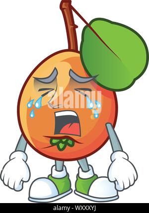 Pear character with crying and tears emotion, sad face, depressive eyes ...