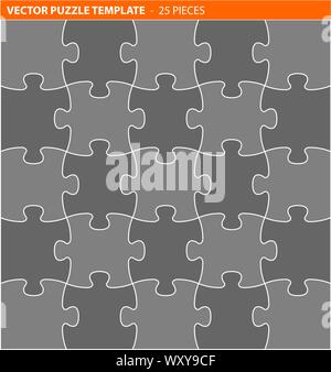 Jigsaw puzzle template 25 Pieces, 5x5, vector eps10 illustration Stock ...