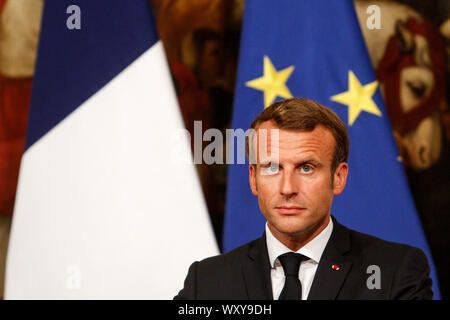 France's President Emmanuel Macron attends a joint press conference ...
