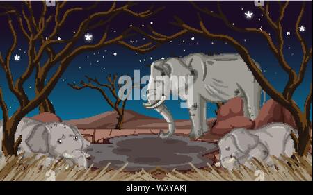Deforestation scene with dying elephant illustration Stock Vector Image ...