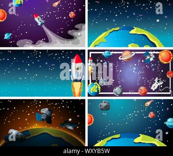 Set of outer space scenes illustration Stock Vector Image & Art - Alamy