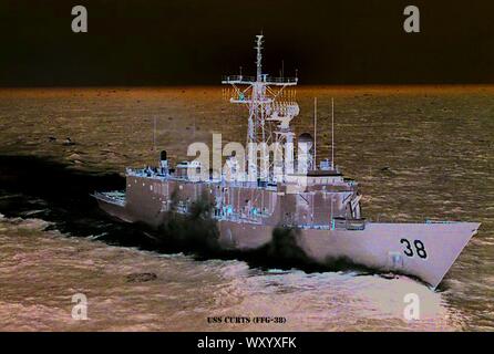 The guided missile frigate USS CURTS (FFG-38) comes alongside the ...