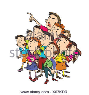 Cartoon group of children spectators watch Stock Vector Art ...