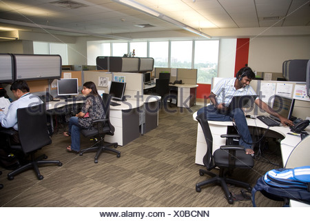Microsoft Employees at a Microsoft call center in Bangalore India Stock ...