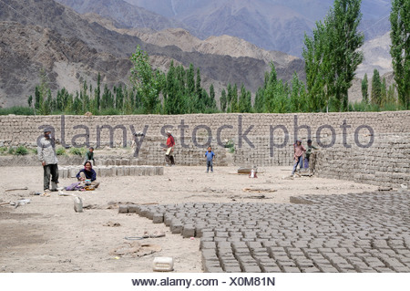 Brickyard which manufactures air-dried clay bricks in the Indus Stock ...