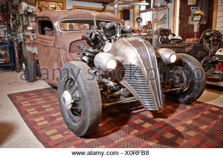 Hot-Rod, Rat-Rod, self-built with airplane radial engine Stock Photo ...