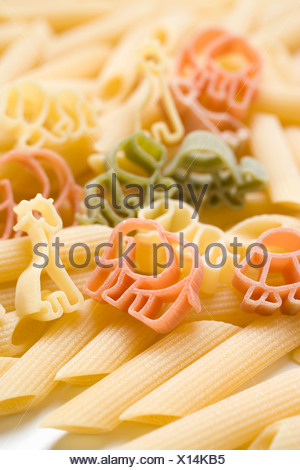 Coloured animal-shaped pasta and penne Stock Photo: 24734298 - Alamy