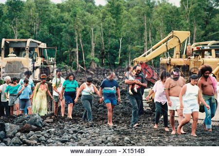Anti-Geothermal Protest at Wao Kele O Puna Rainforest, Hawaii Stock ...