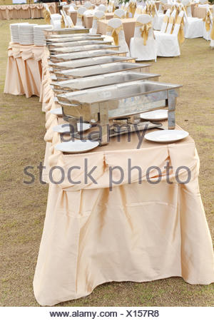 many empty buffet trays ready for service Stock Photo: 64694487 - Alamy