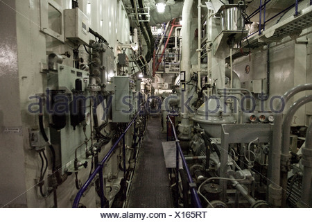 Engine room on naval aircraft carrier HMS Illustrius Stock Photo ...