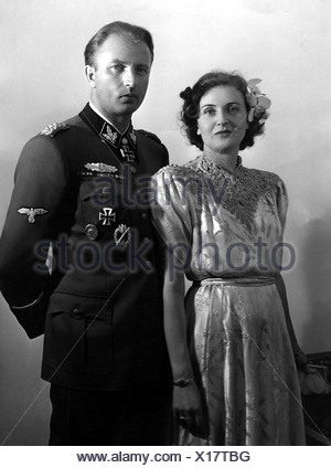 HERMANN FEGELEIN (1906-1945) third from right with his bride Gretl ...