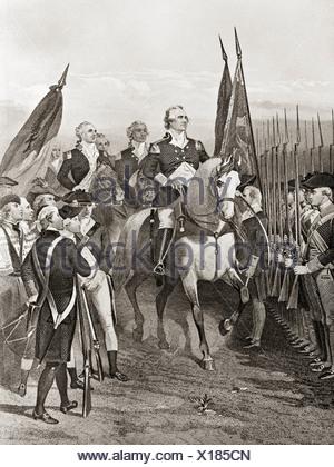 George Washington taking command of the Continental Army at the Stock ...