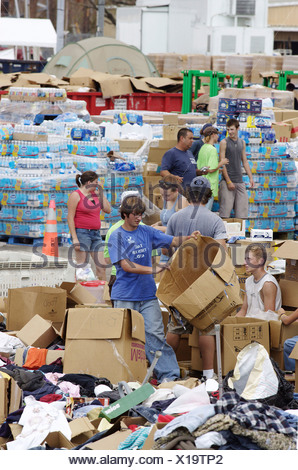 Distribution of humanitarian aid after the Hurricane Katrina Stock ...