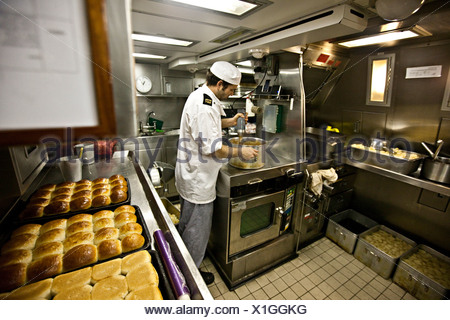 Chef working in kitchen of Nuclear Submarine HMS Talent Stock Photo - Alamy