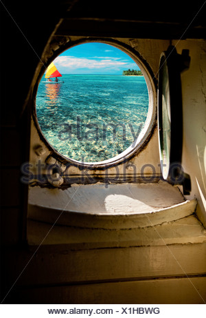 boat window or porthole with tropical island Stock Photo: 137565557 - Alamy