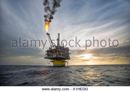 Flame coming off perdido oil rig in gulf of mexico;Corpus christi Stock ...