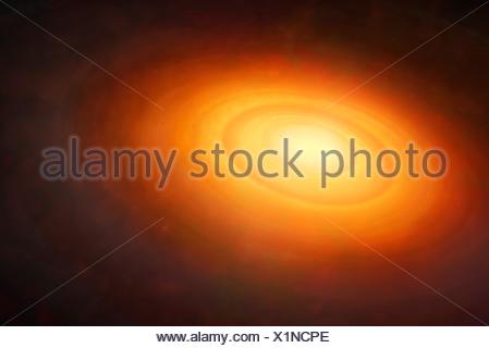 Solar system formation. Artwork of the primordial nebula around the Sun ...