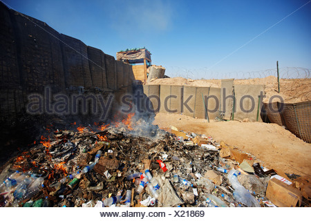 Burning Trash in Trash Pit Austere Remote U.S. Marine Corps Combat ...