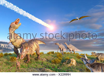 Illustration of the K/T Event at the end of the Cretaceous Period. A Stock Photo: 137143176 - Alamy
