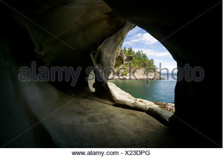 Sandstone Cave at Retreat Cove, Galiano Island, British Columbia Stock ...