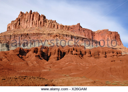 The Castle rock formation, red and gray sandstone, from top to Stock ...