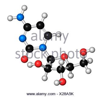 Cytarabine (cytosine arabinoside, Ara-C) chemotherapy drug molecule ...