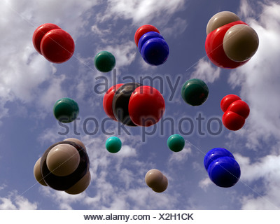 Molecular structures of the gases that make up the earth's atmosphere ...