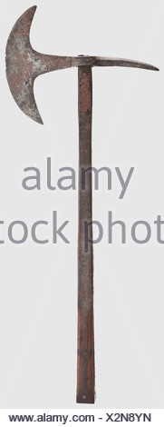 A German battle axe, mid-16th century Slender, crescent-shaped blade ...