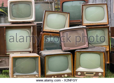 broadcast, television, collection of old television sets of the 50s ...
