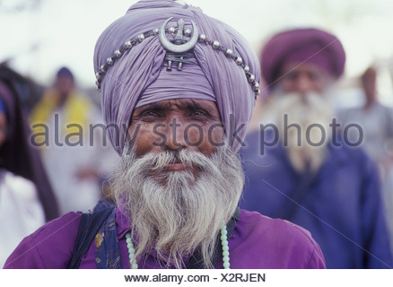 Portrait of an old Akali Nihang ( Sikh warrior-priest ), Anandpur Stock ...