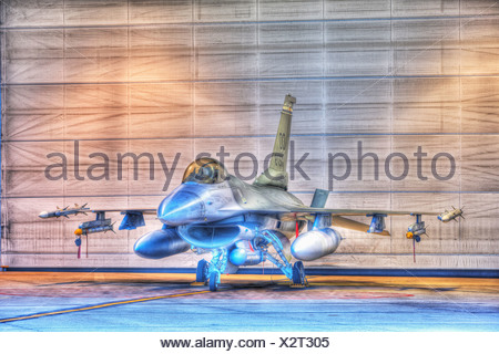 F-16, loaded with live weapons, in alert hangar, Buckley Air Force ...