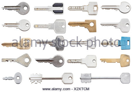 collection of different house keys isolated on white background Stock ...