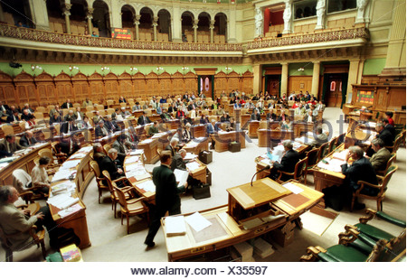 Switzerland, Canton Bern, Bern, Interior of the federal parliament ...