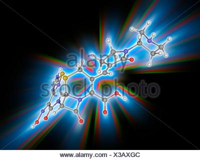 Ceftobiprole. Molecular model of the antibiotic drug ceftobiprole Stock ...
