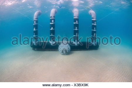 Brine discharge pipe and vent from a desalination plant on the seabed ...