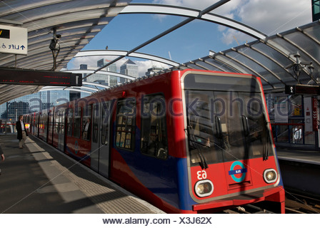London Crossharbour station with Docklands Light Railway (DLR) train ...