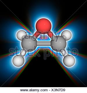 Ethylene oxide (oxirane), molecular model. Ethylene is the simplest ...