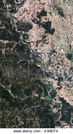 Satellite view of the Mississippi River Delta, Louisiana, USA in 1976 ...