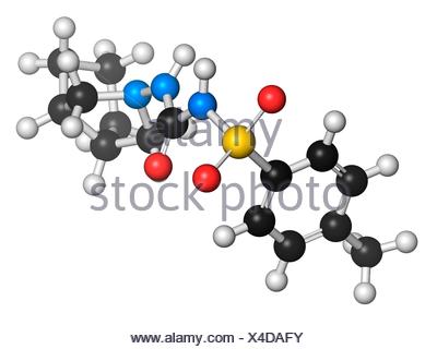 Gliclazide diabetes drug molecule. Sulfonylurea class anti-diabetic ...