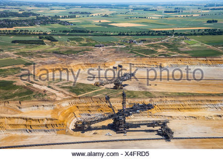 Aerial view of open cast coal mine near Merthyr Tydfil South Wales UK ...