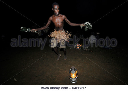 Pygmy of the Bakoula etnic group from the settlement of Manaya during ...