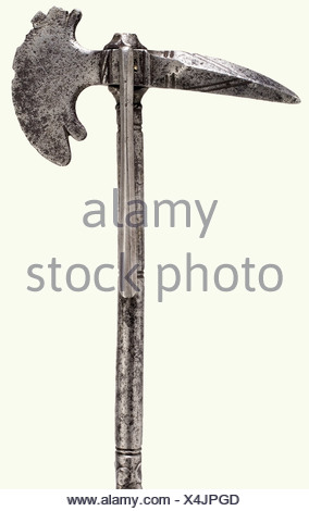 A German battle axe, 1st half of the 17th century. Semi-circular Stock ...