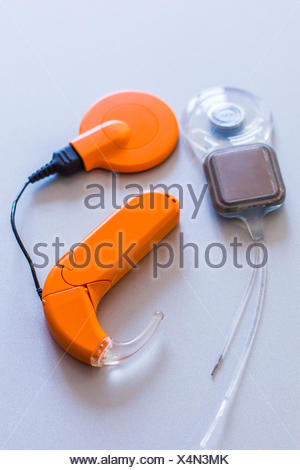 The receiver and electrode array components of a cochlear implant (CI ...