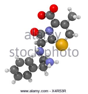 Cefalexin antibiotic drug molecule (cephalosporin first generation ...