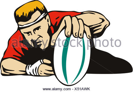 Illustration of a Male Rugby Player Scoring a Goal Stock Photo - Alamy